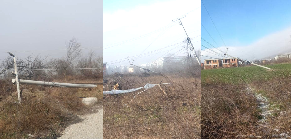 Erërat e forta dëmtojnë disa shtylla e përçues elektrikë, disa ...