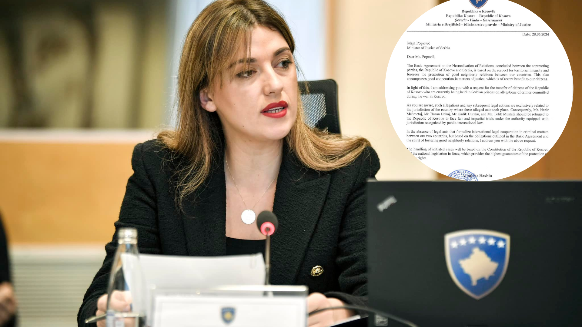 Haxhiu i kërkon ministres serbe të Drejtësisë transferimin e katër ...